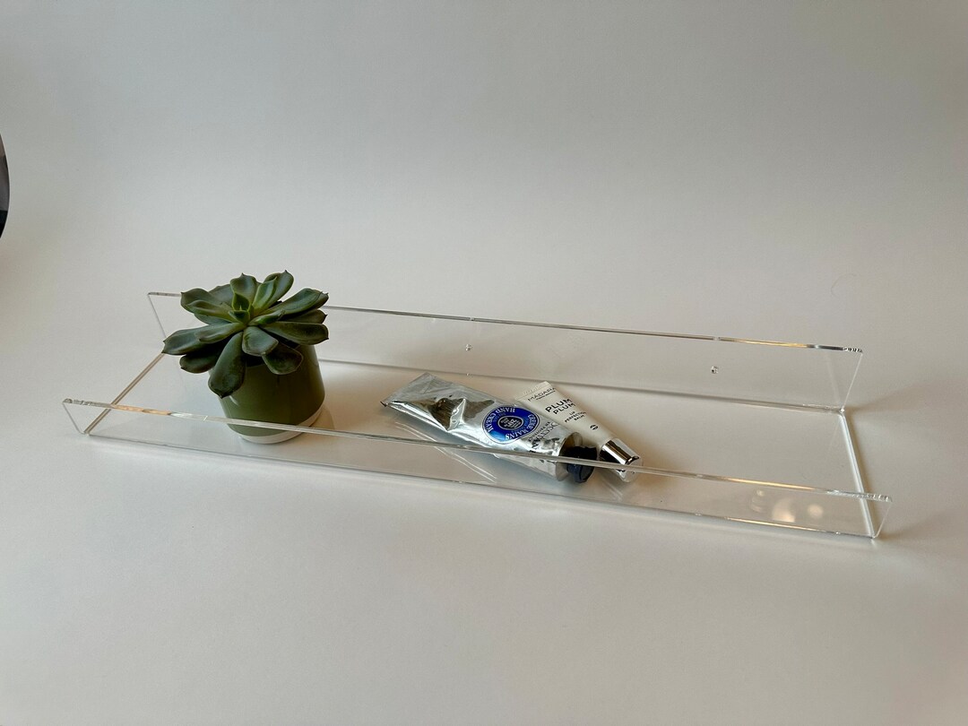Acrylic Wall Mount Floating Shelf Clear Acrylic Bookshelf Decorative ...