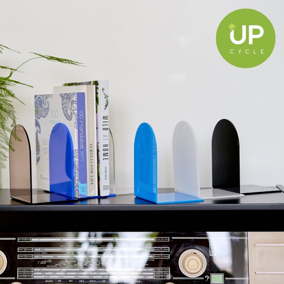 Acrylic Bookends - Bookshelf Decor - Book Stopper - Book Lover's Gift ...