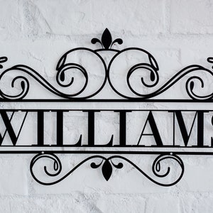 Customizable Elegant Laser Cut Metal Sign Personalize Your House Name ...