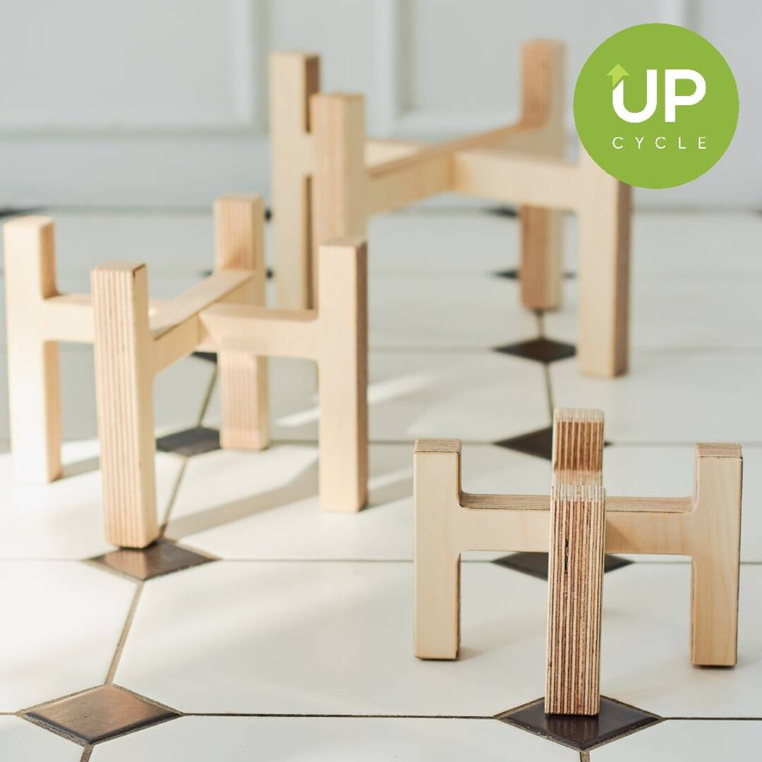 SET of 3 Upcycled Birch Plywood Indoor Plant Stands - Flowerpot Holders ...
