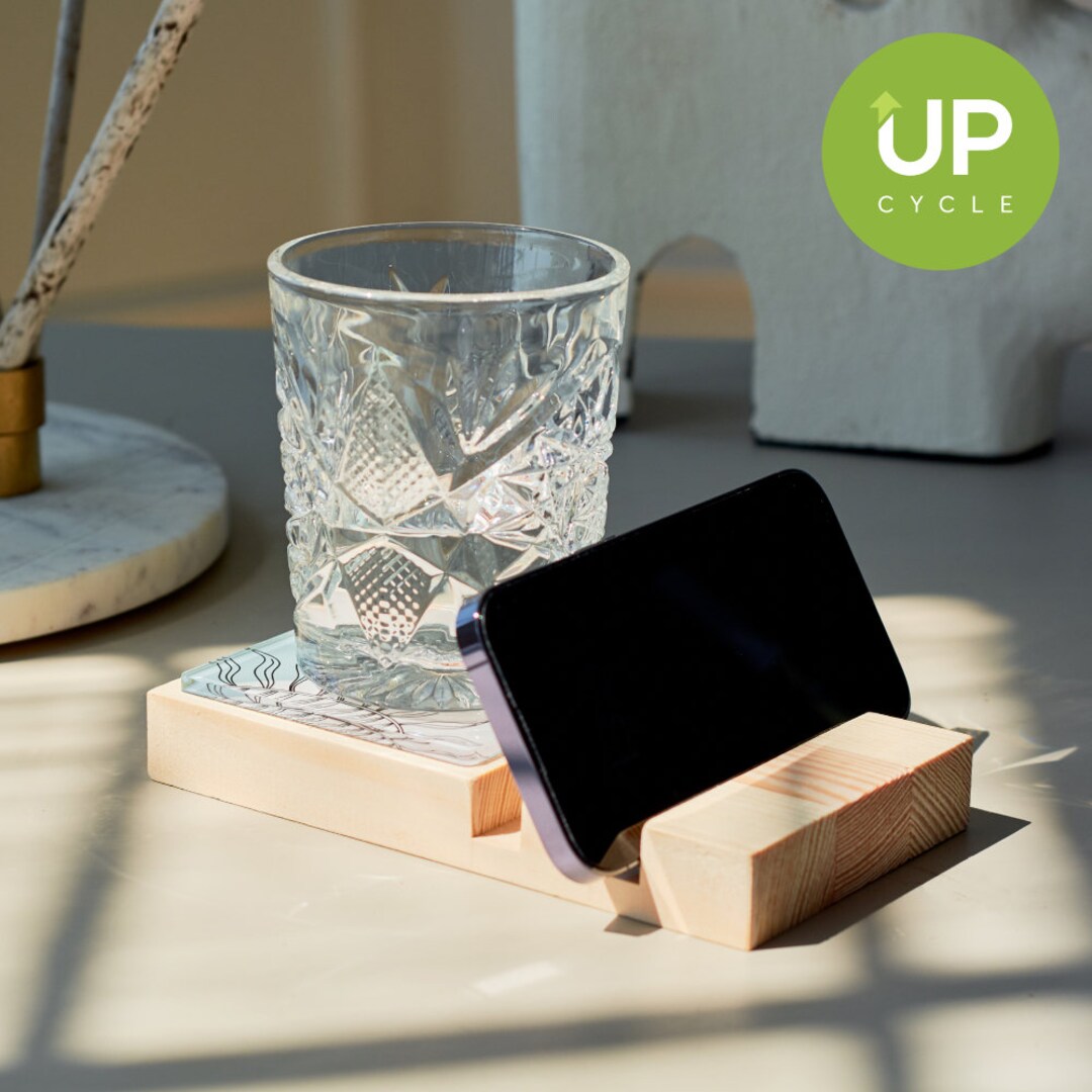 Handmade Pine Tree Phone Stand With Acrylic Design Plate - Modern and ...