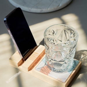 Handmade Pine Tree Phone Stand With Acrylic Design Plate - Modern and ...