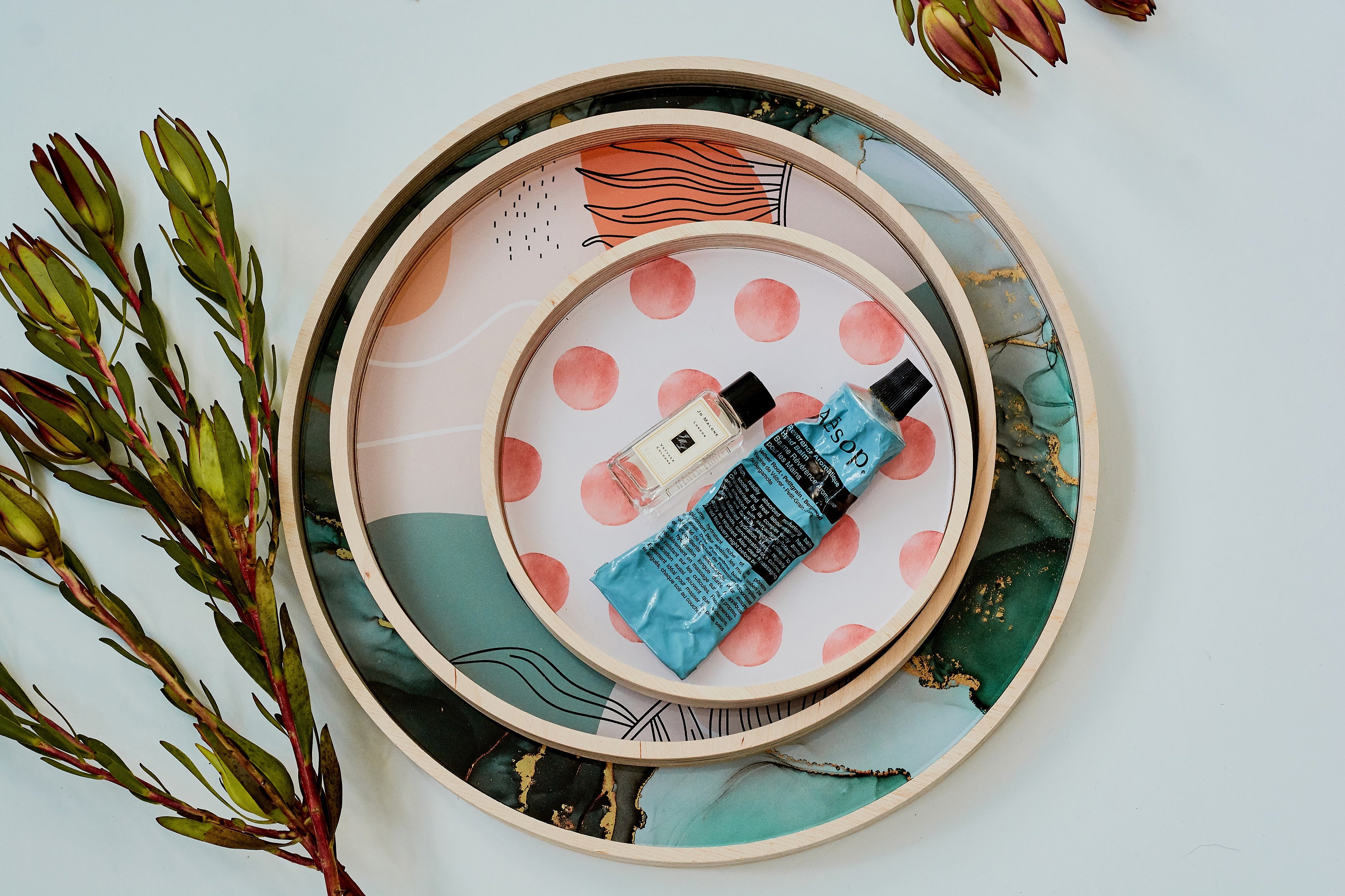 Decorative Wooden Catch All Tray / Round Plywood Coffee Table | Etsy