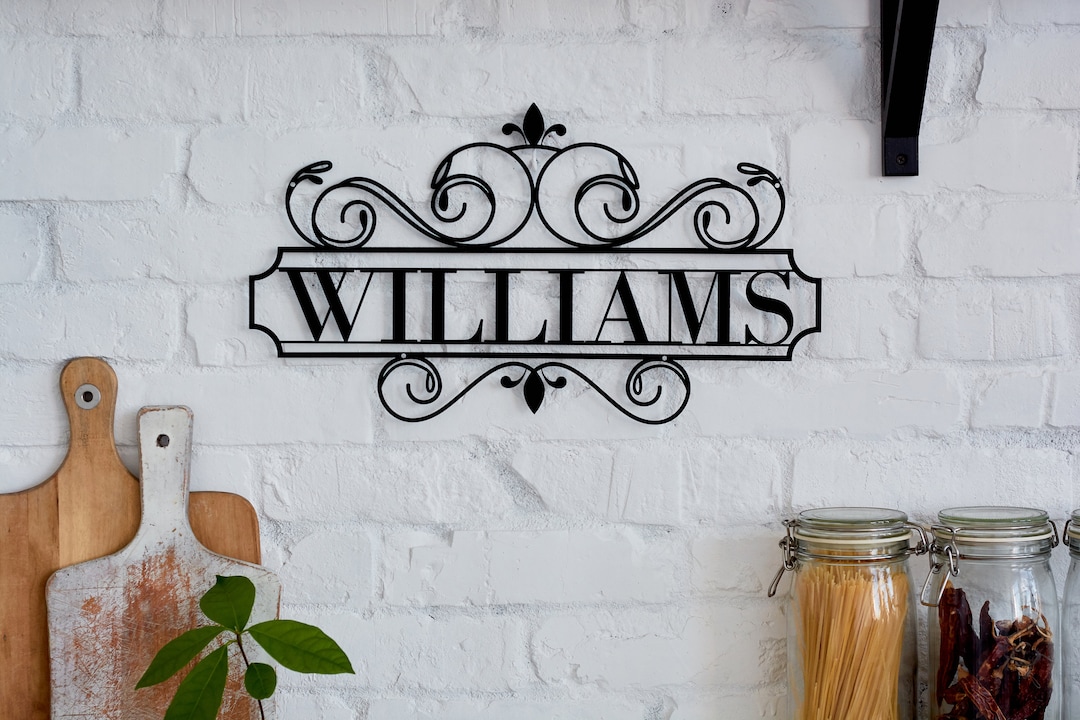 Customizable Elegant Laser Cut Metal Sign Personalize Your House Name ...