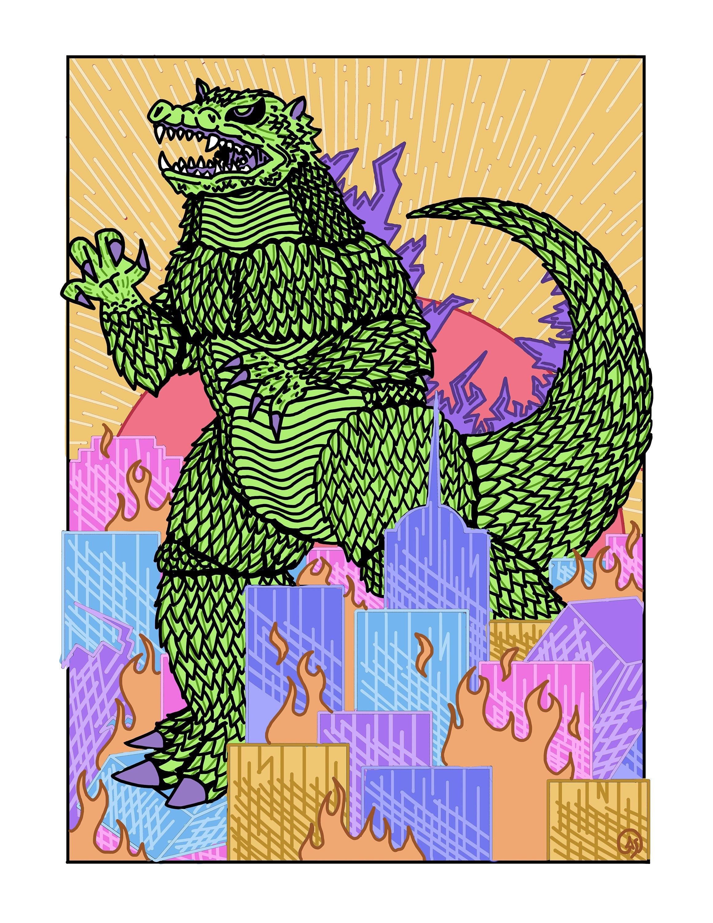 Godzilla Art Print - Etsy