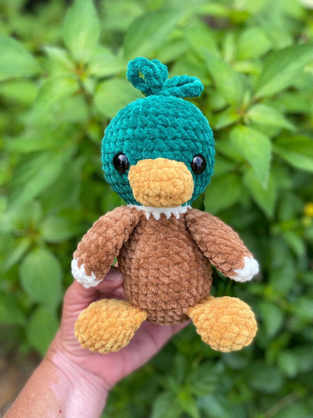 Emerald Green Mallard Duck Stuffed Animal, Handmade Crochet Plush, Duck ...