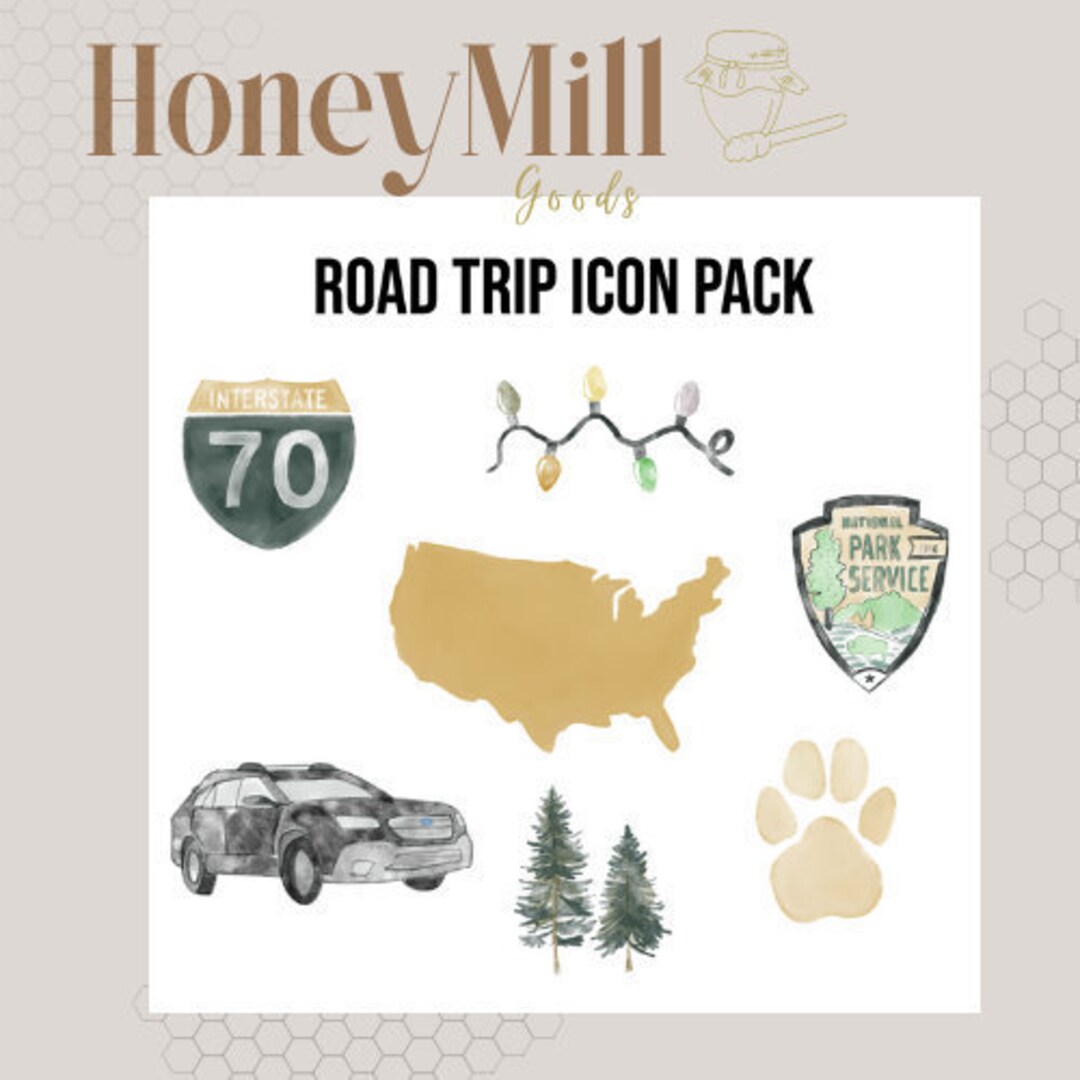 Road Trip Clipart Pack - Commercial Use, Vector Images, Digital Clip ...