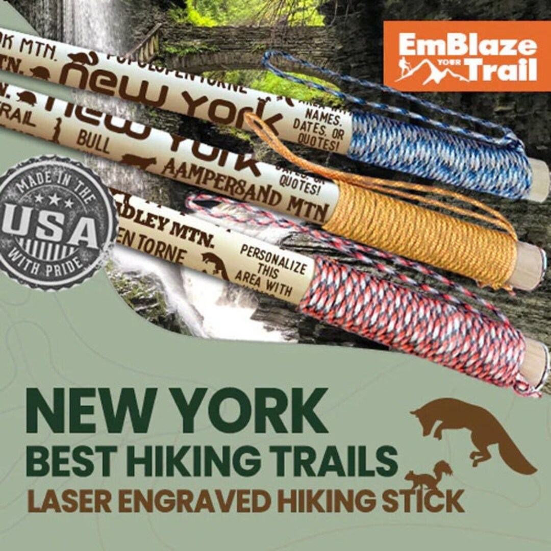 Popular New York Hiking Trails Themed Walking Stick - Personalized ...