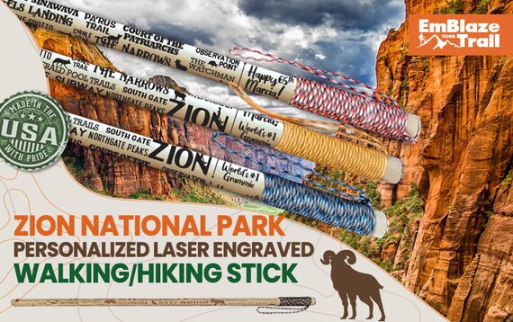 Zion National Park Themed Hiking Stick National Park | Etsy