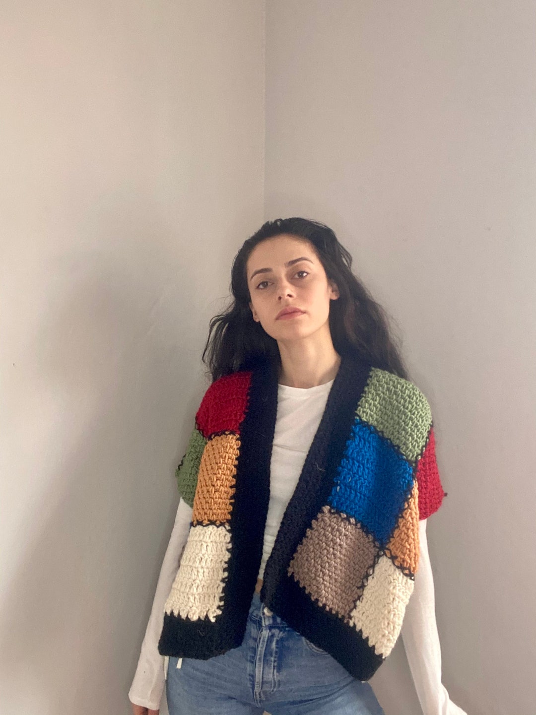 Crochet Patchwork Sweater Vest - Etsy