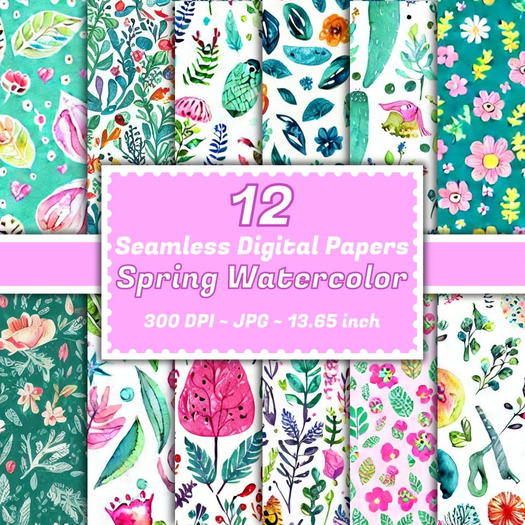 Spring Floral and Leaves Digital Paper - SEAMLESS - Unique Spring ...