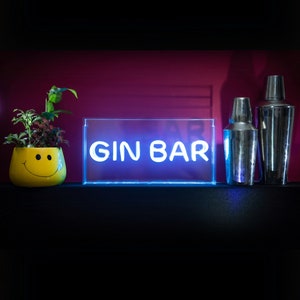 LED Blue Gin Neon Acrylic Lightbox - Etsy