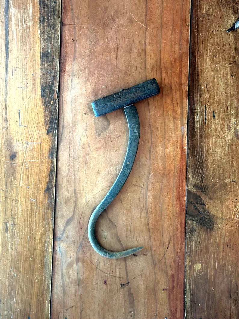 Antique Ice Block Hook With Wooden Handle – Early 1900s Meat or Ice ...