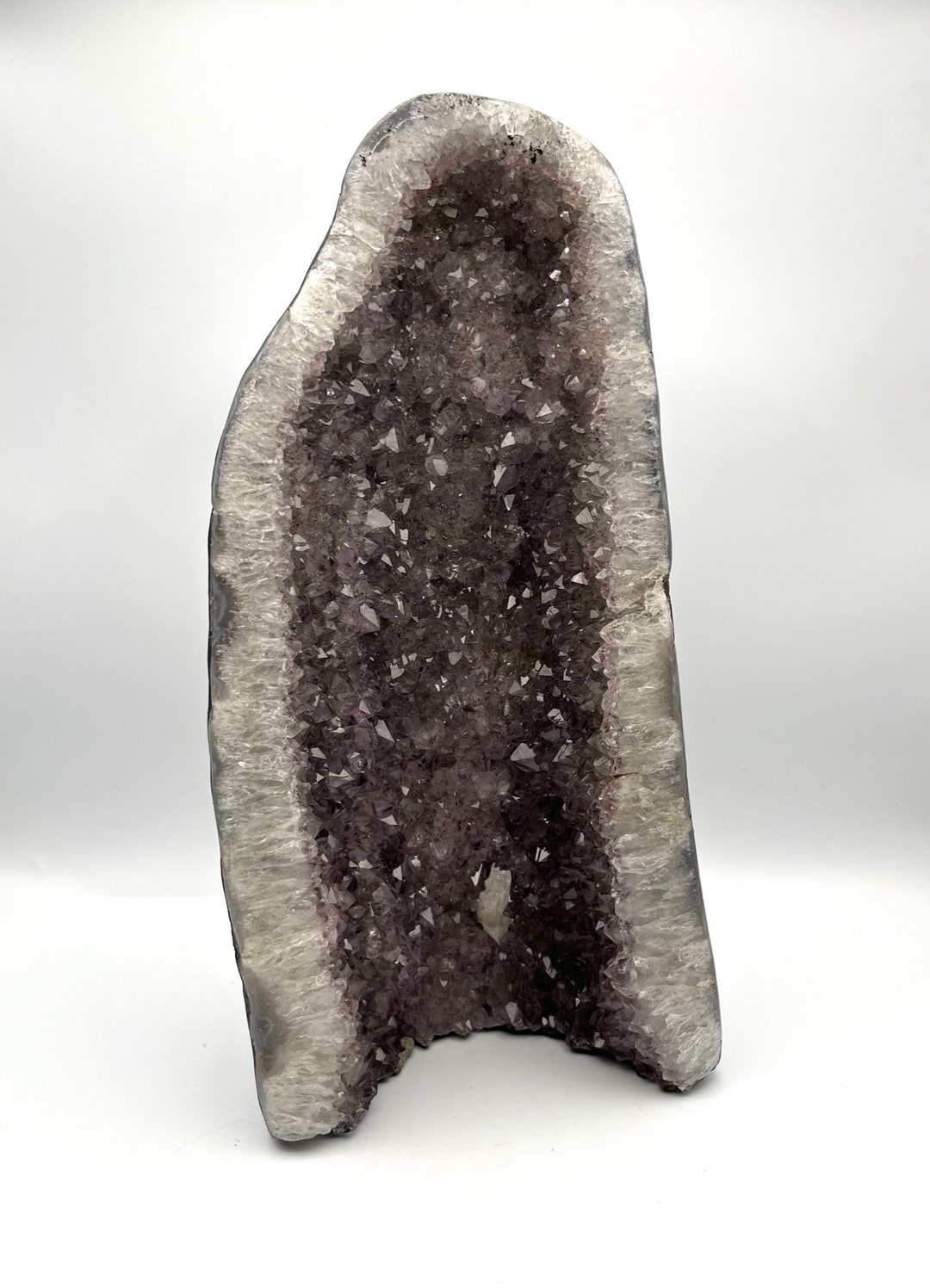 Large Amethyst Cluster Geode Cathedral, Crystal Showpiece With Calcite ...