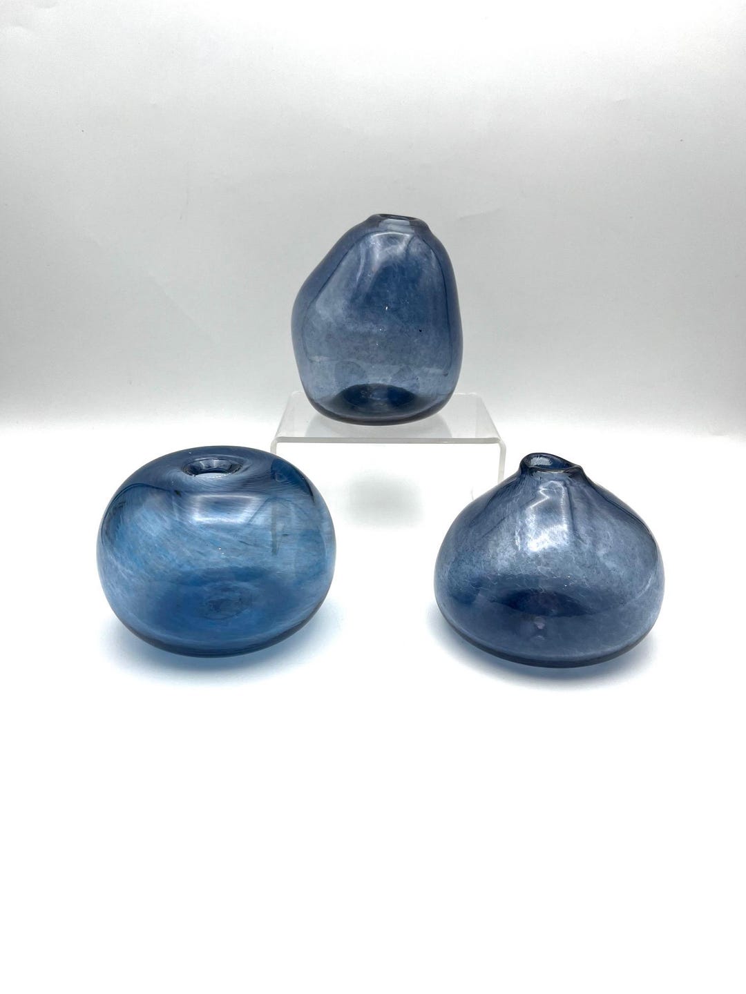 Pale Steel Blue Bud Glass Flower Vases, Unique Glass Flower Vase , Home ...