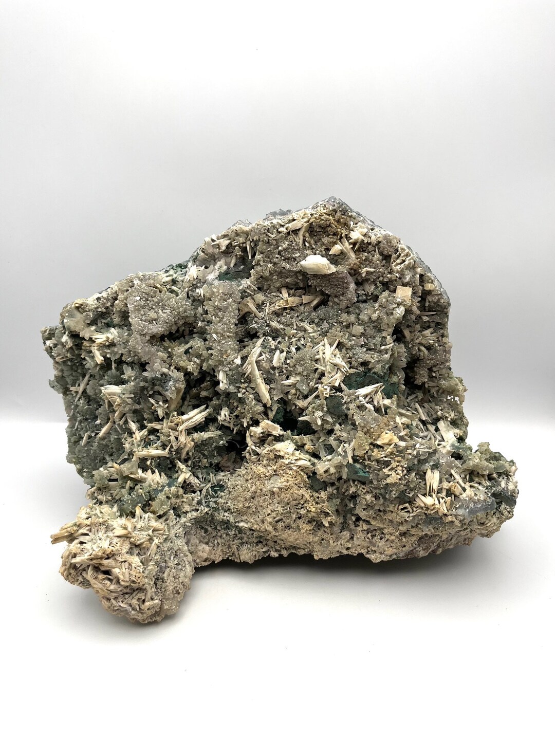 Large Geode Specimen, Golden Calcite, Amethyst, and Anhydrite Crystal ...
