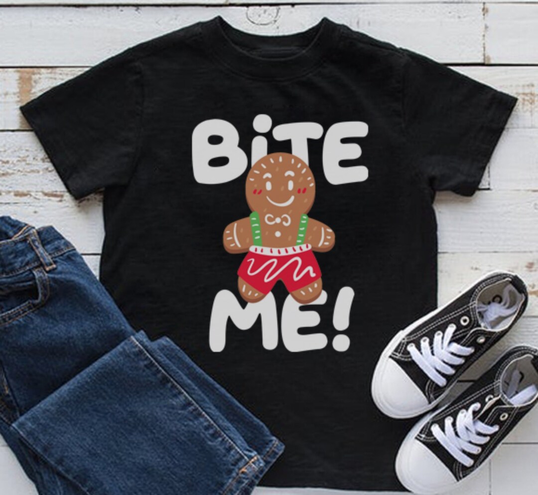 Gingerbread Man Bite Me Christmas T-shirt, Christmas T-shirt, Funny ...