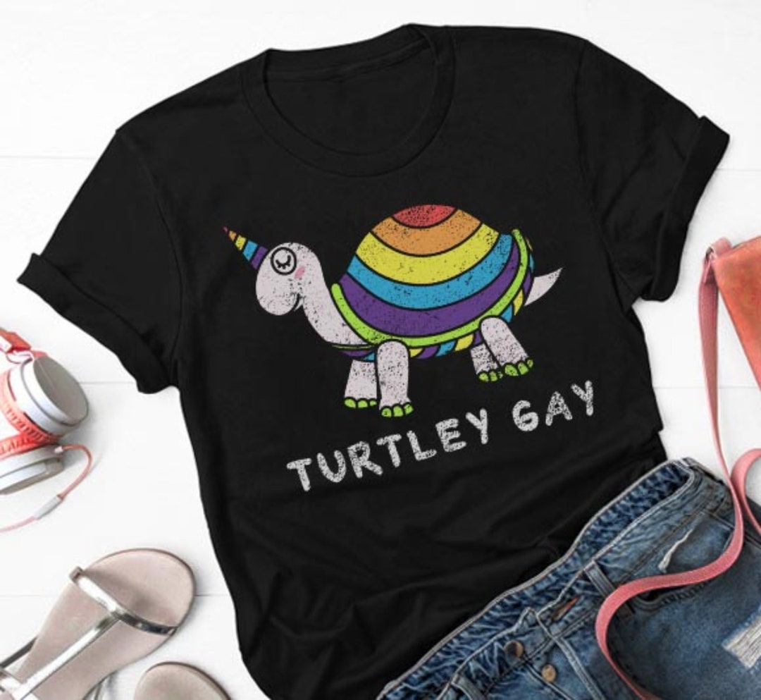 Turtle Gay LGBTQ Pride Shirt - Funny and Cute Queer Humor Tee ...