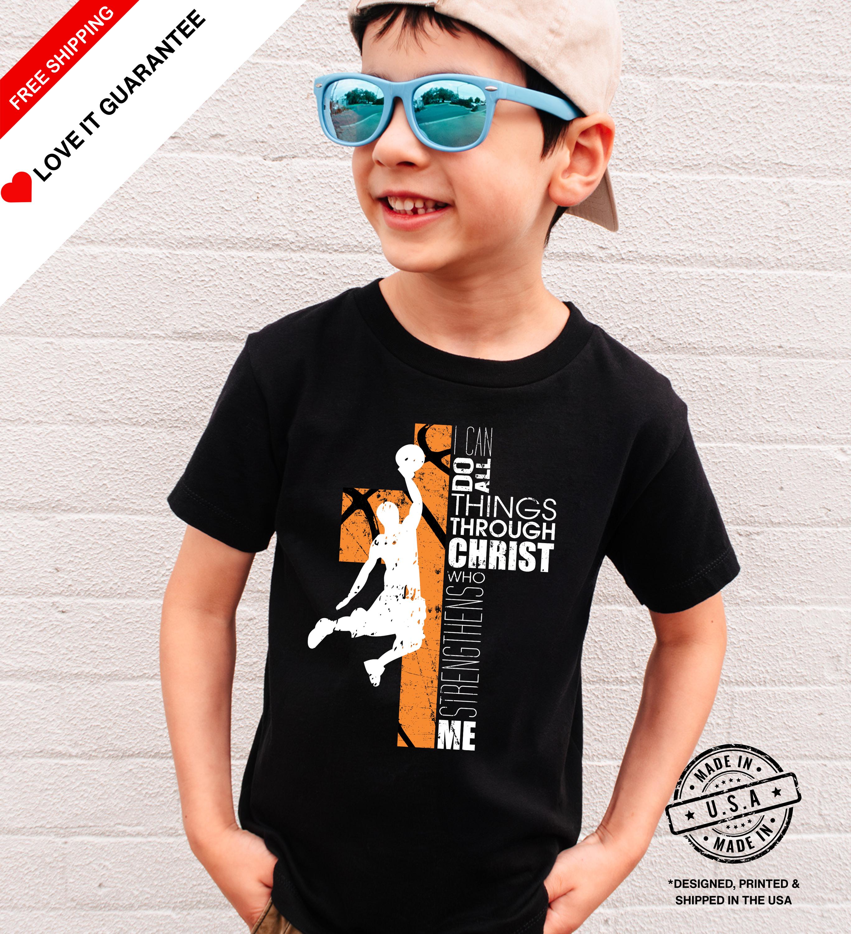 Basketball Shirt Boys, Christian Bible Shirts Youth, Philippians 4:13 ...
