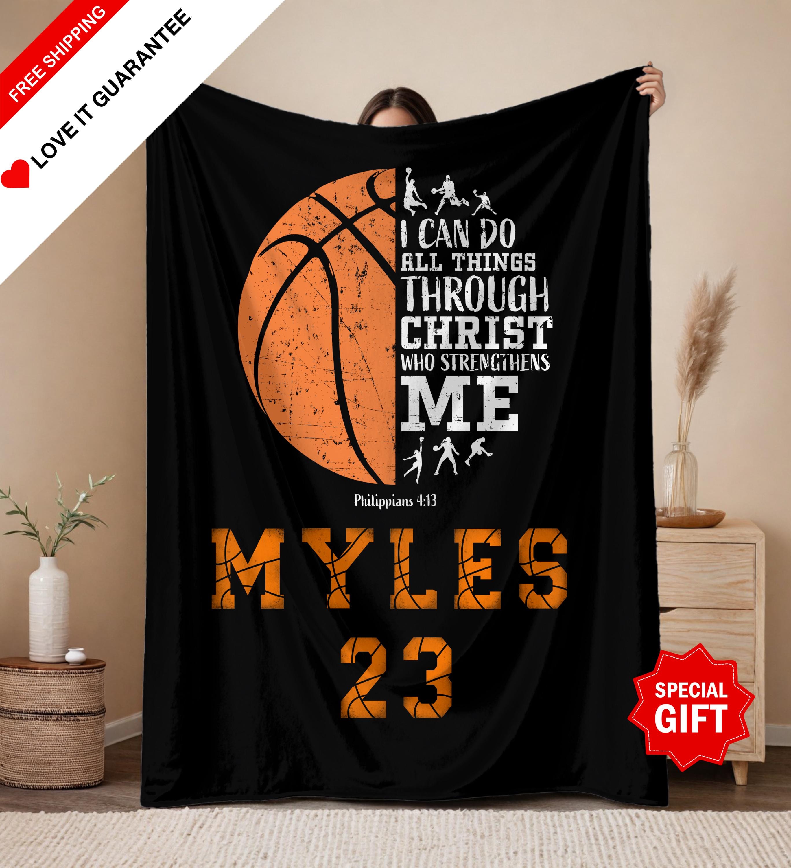 Personalized Basketball Blanket, Philippians 4:13 I Can Do All Things ...