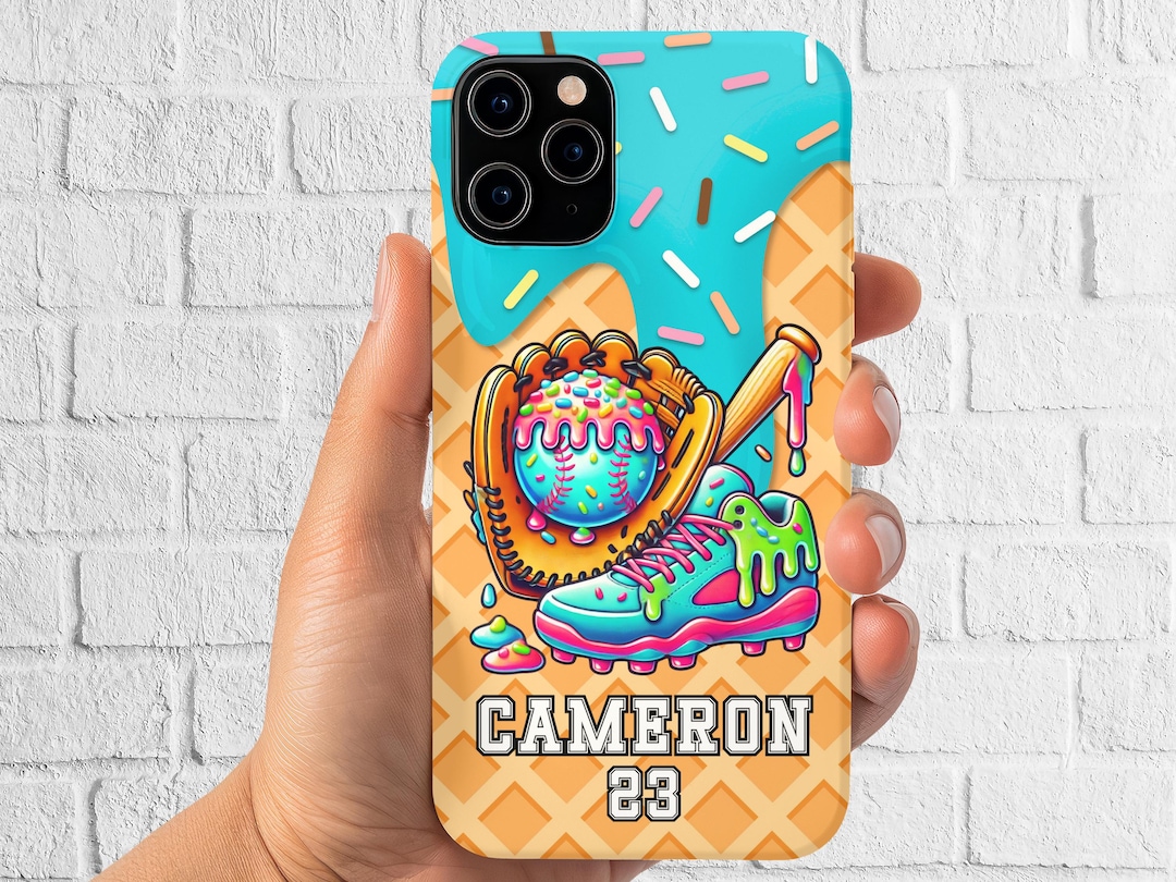 Ice Cream Drip Baseball iPhone Case, Personalized Phone Case, Custom ...