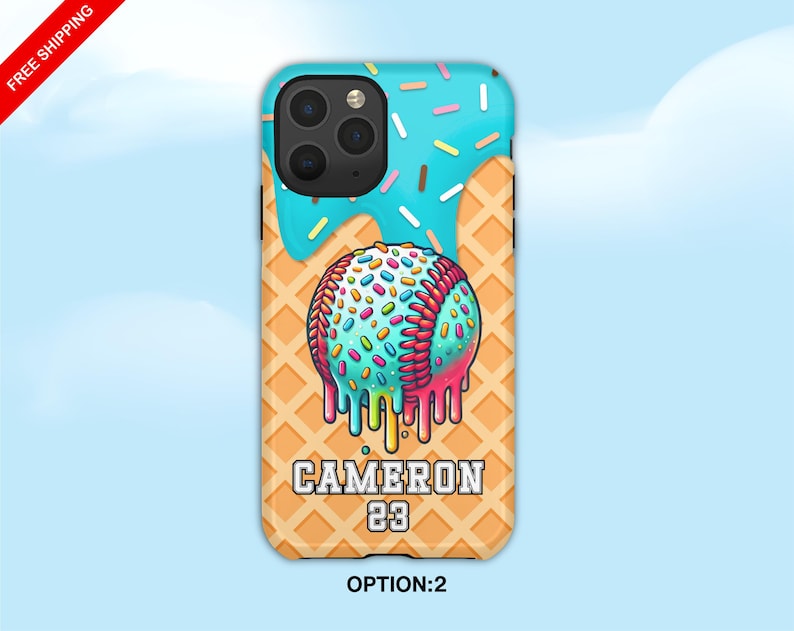 Ice Cream Drip Baseball iPhone Case, Personalized Phone Case, Custom ...