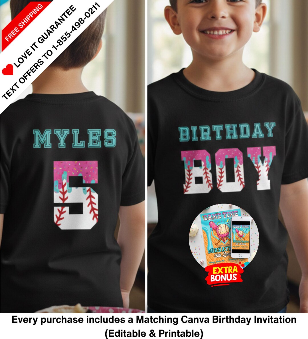 Boys Baseball Drip Birthday Shirt With Bonus Matching Baseball Drip ...