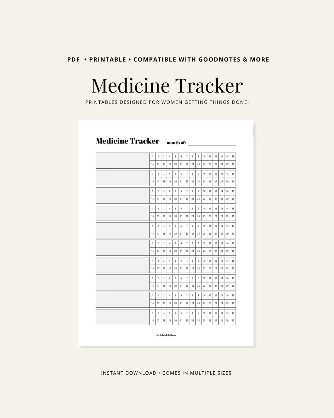 Medicine Tracker Printable Goodnotes Digital Planner Compatible - Etsy