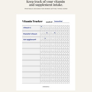 Vitamin Tracker Printable for 30 Days — PDF Download, Goodnotes ...