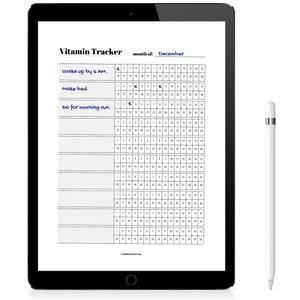 Vitamin Tracker Printable for 30 Days — PDF Download, Goodnotes ...
