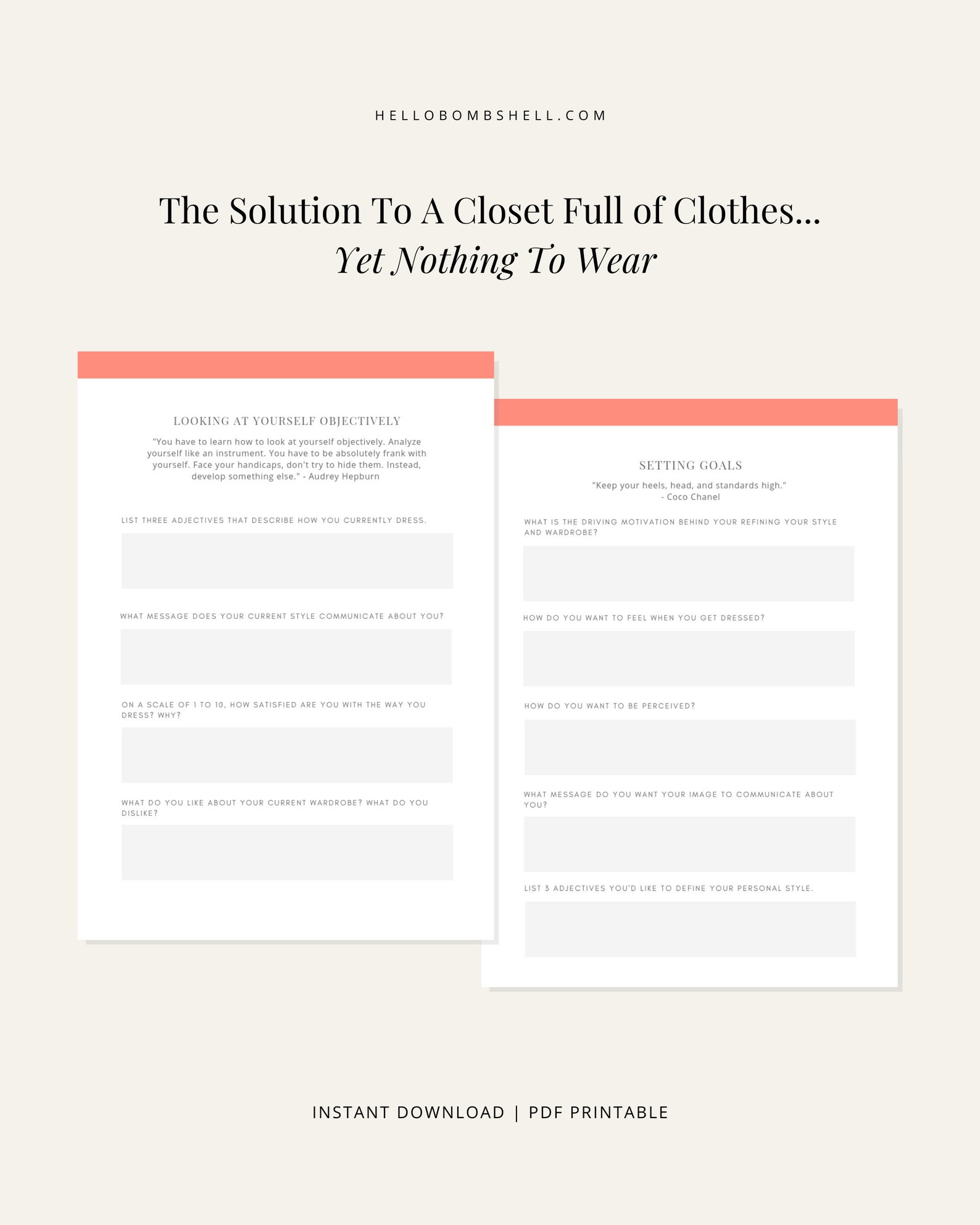 Capsule Wardrobe Planner Printable, Capsule Wardrobe Workbook, Outfit ...