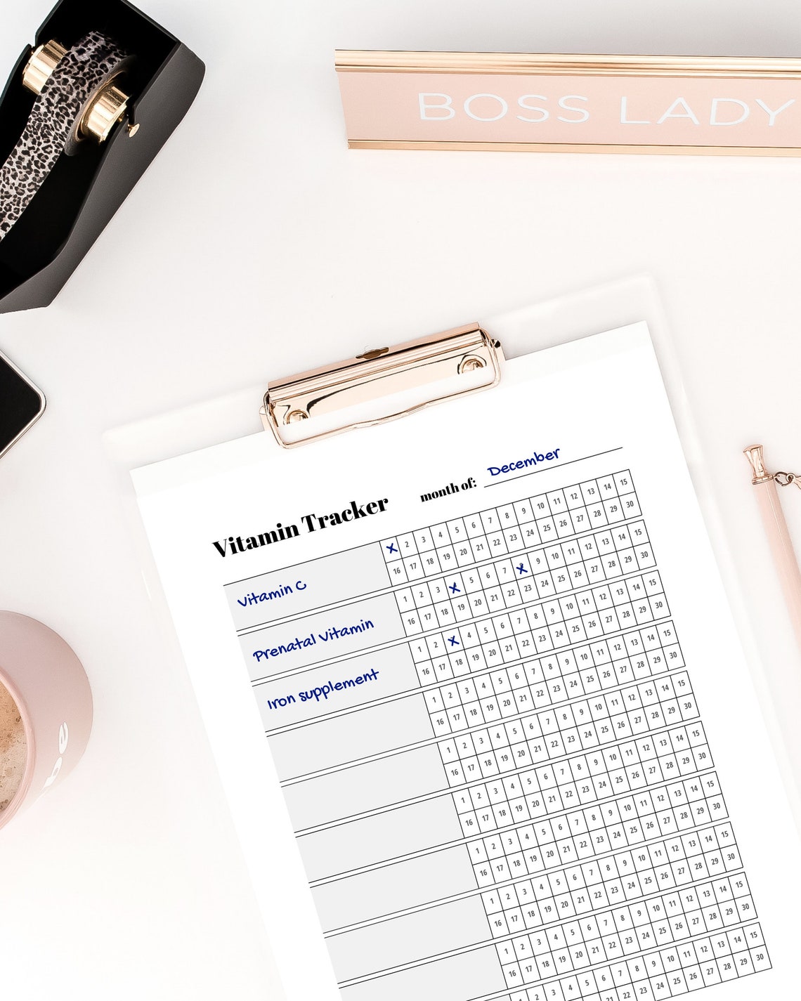 Vitamin Tracker Printable for 30 Days — PDF Download, Goodnotes ...