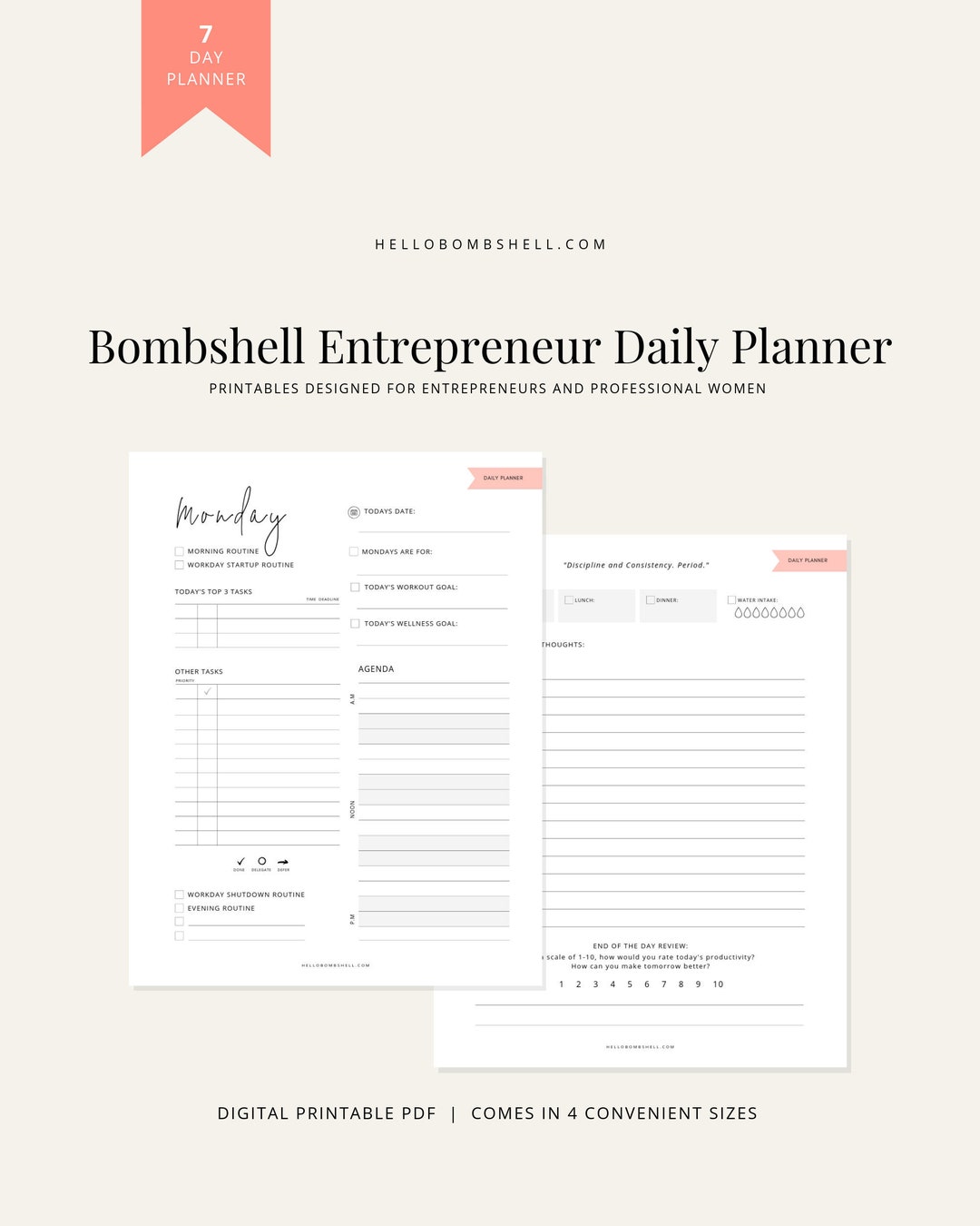 Daily Planner Printable's for 2019 and 2020 - Etsy