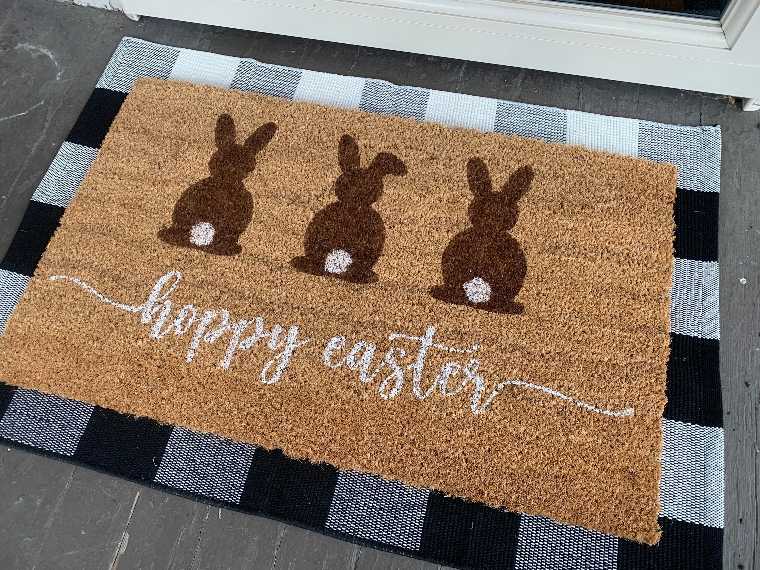 Hoppy Easter Outdoor Coir Door Mat | Etsy