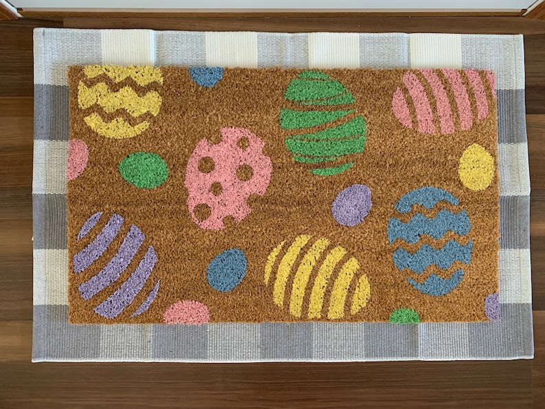 Falling Easter Eggs Spring Outdoor Coir Door Mat - Etsy