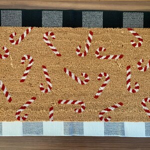 Falling Candy Canes Christmas Coir Door Mat - Etsy