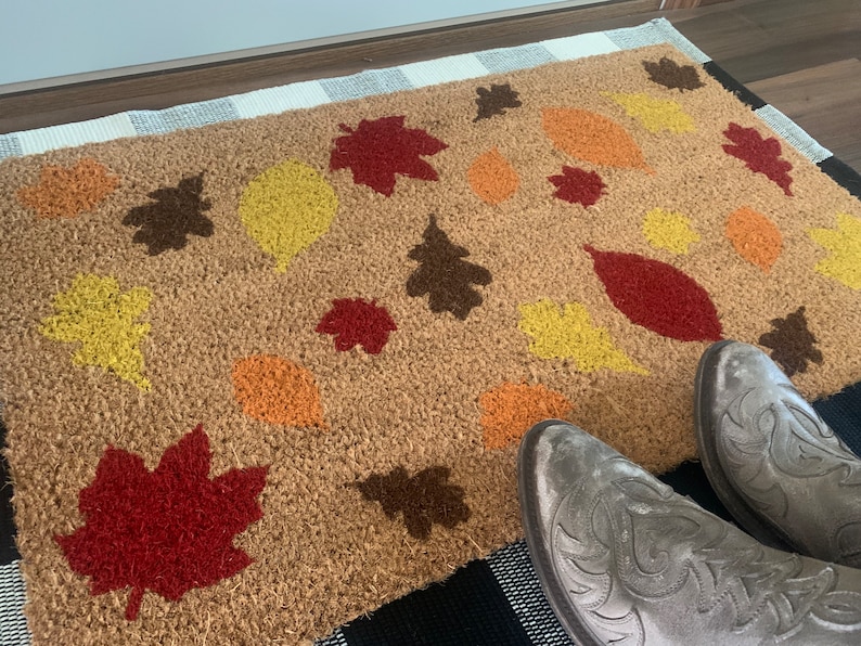 Falling Leaves Autumn Outdoor Coir Door Mat - Etsy