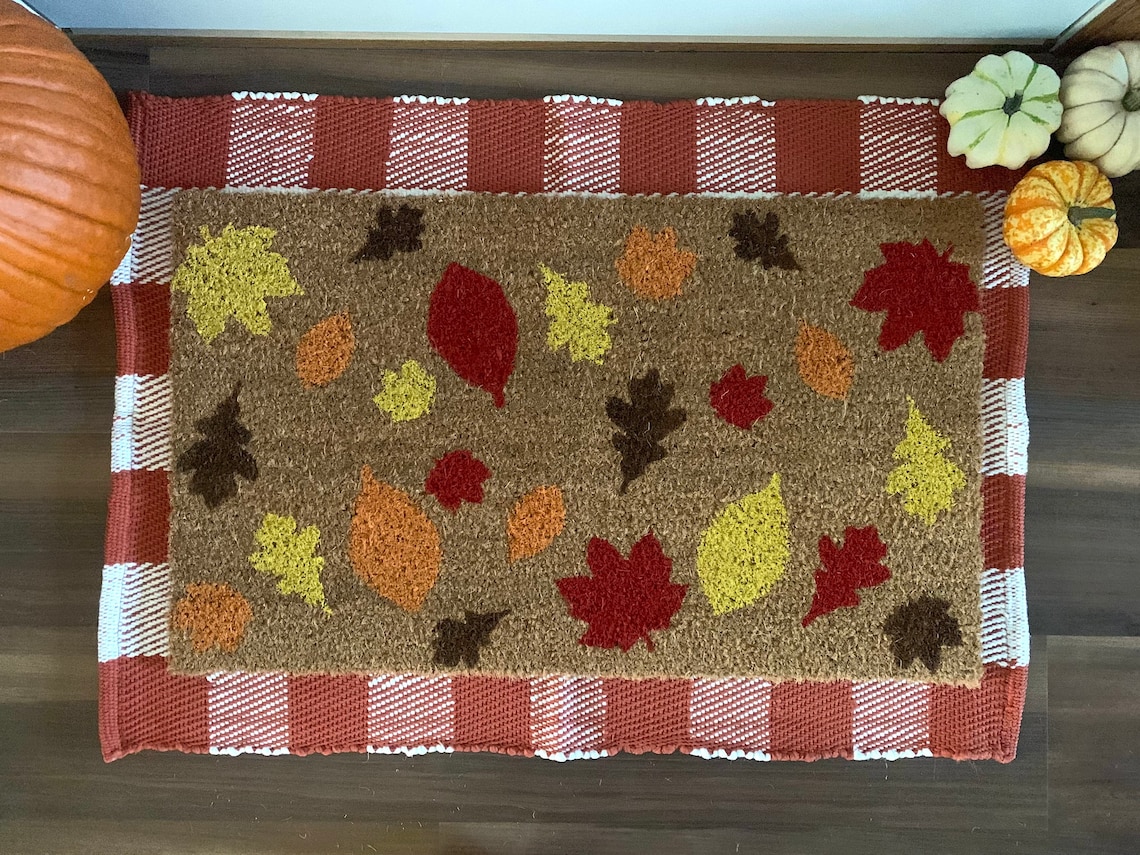 Falling Leaves Autumn Outdoor Coir Door Mat | Etsy