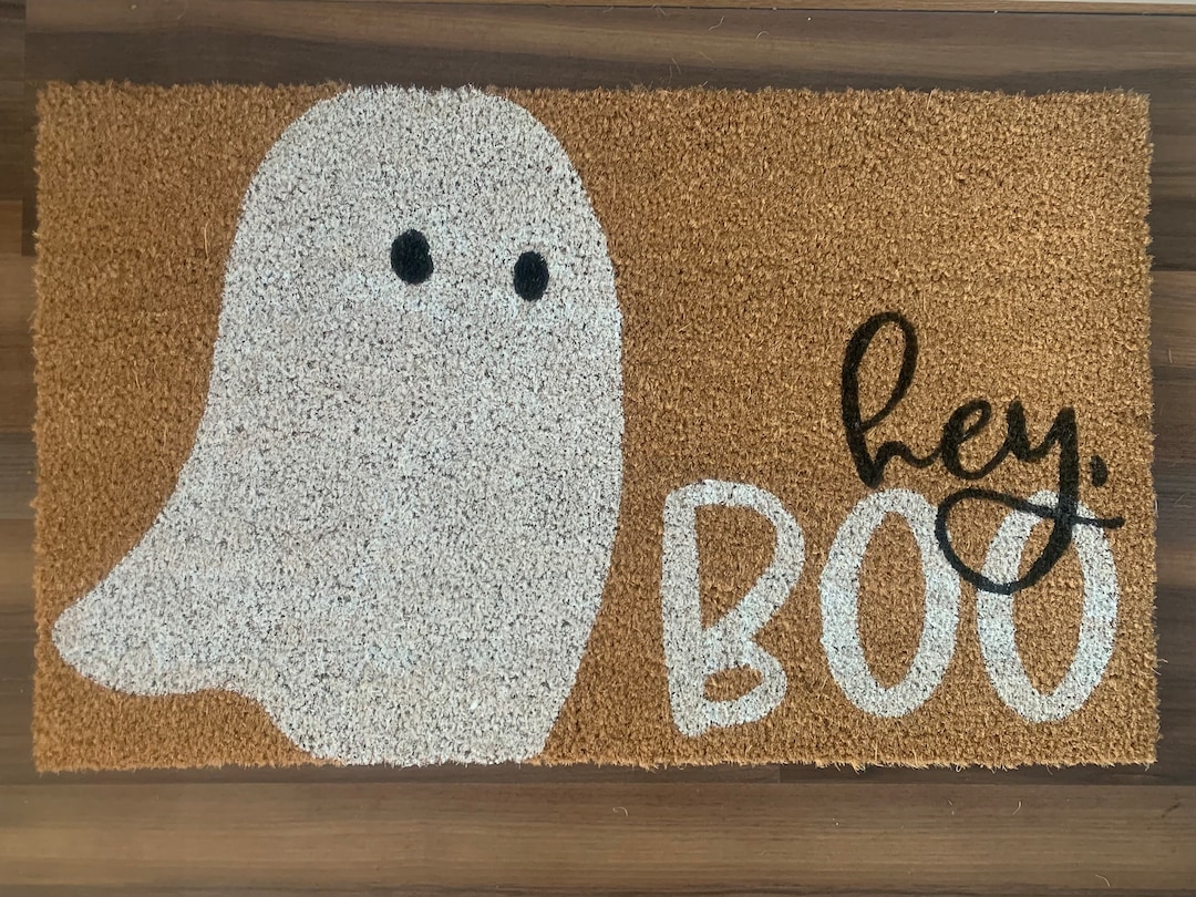 Hey, Boo Halloween Ghost Outdoor Coir Welcome Mat - Etsy