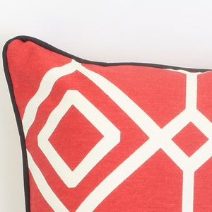 Red Pillow Cover, Red Cushion Cover, Geometric Pillow, Red Throw Pillow ...