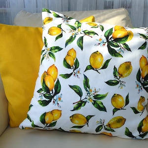 Lemon Outdoor Cushion, Lemon Pillow Cover, Yellow Pillow Case ...