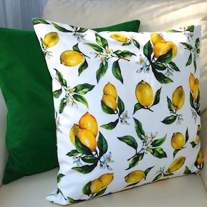 Lemon Outdoor Cushion, Lemon Pillow Cover, Yellow Pillow Case ...