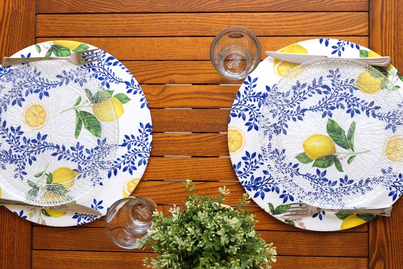 Lemon Fabric Charger Plate Round Placemat Placemats With - Etsy