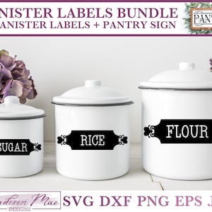 Canister Label Bundle, 14 Canister SVG Labels Plus Pantry Sign, Digital ...
