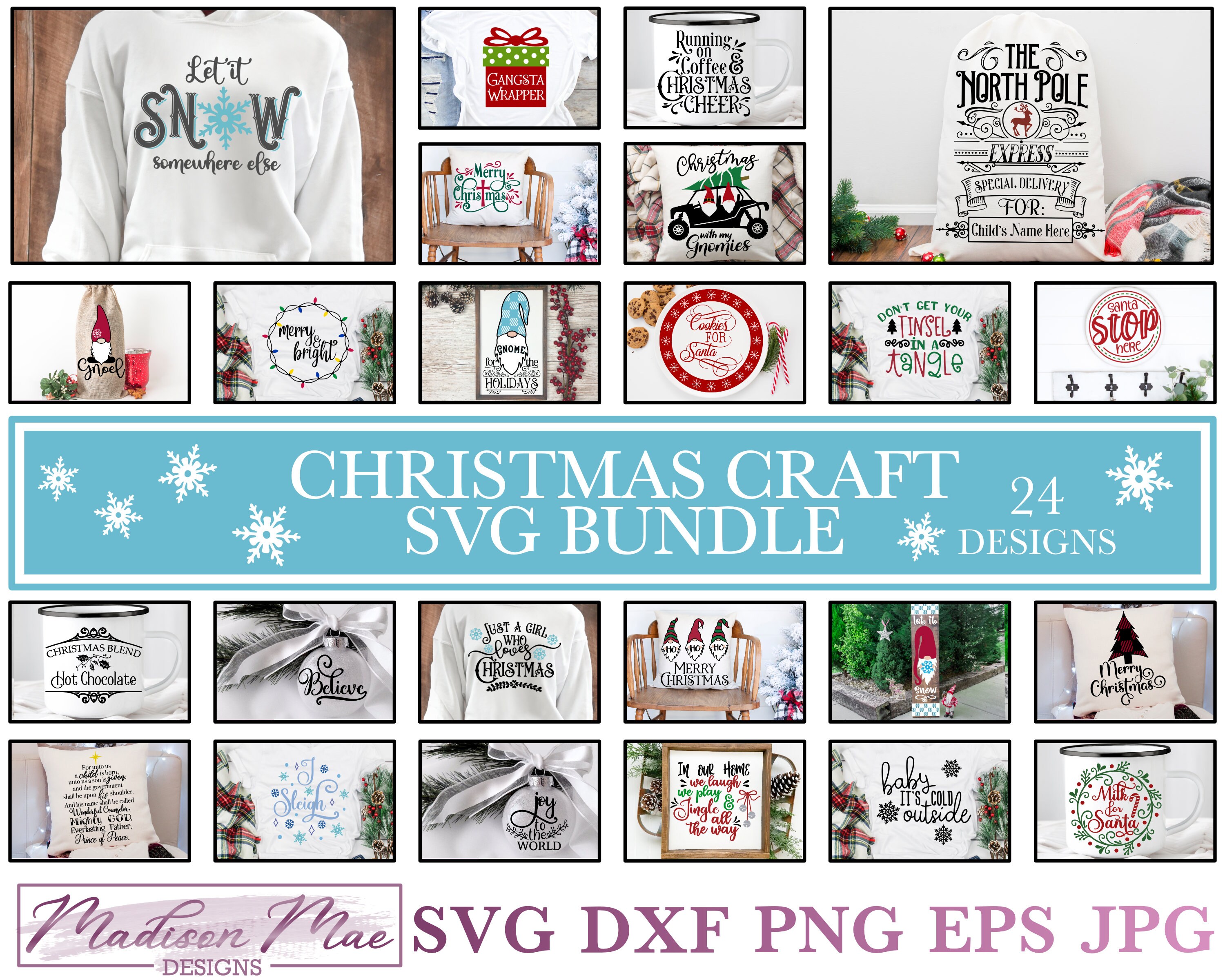 Christmas Craft SVG Bundle Cut File for Cricut Silhouette | Etsy