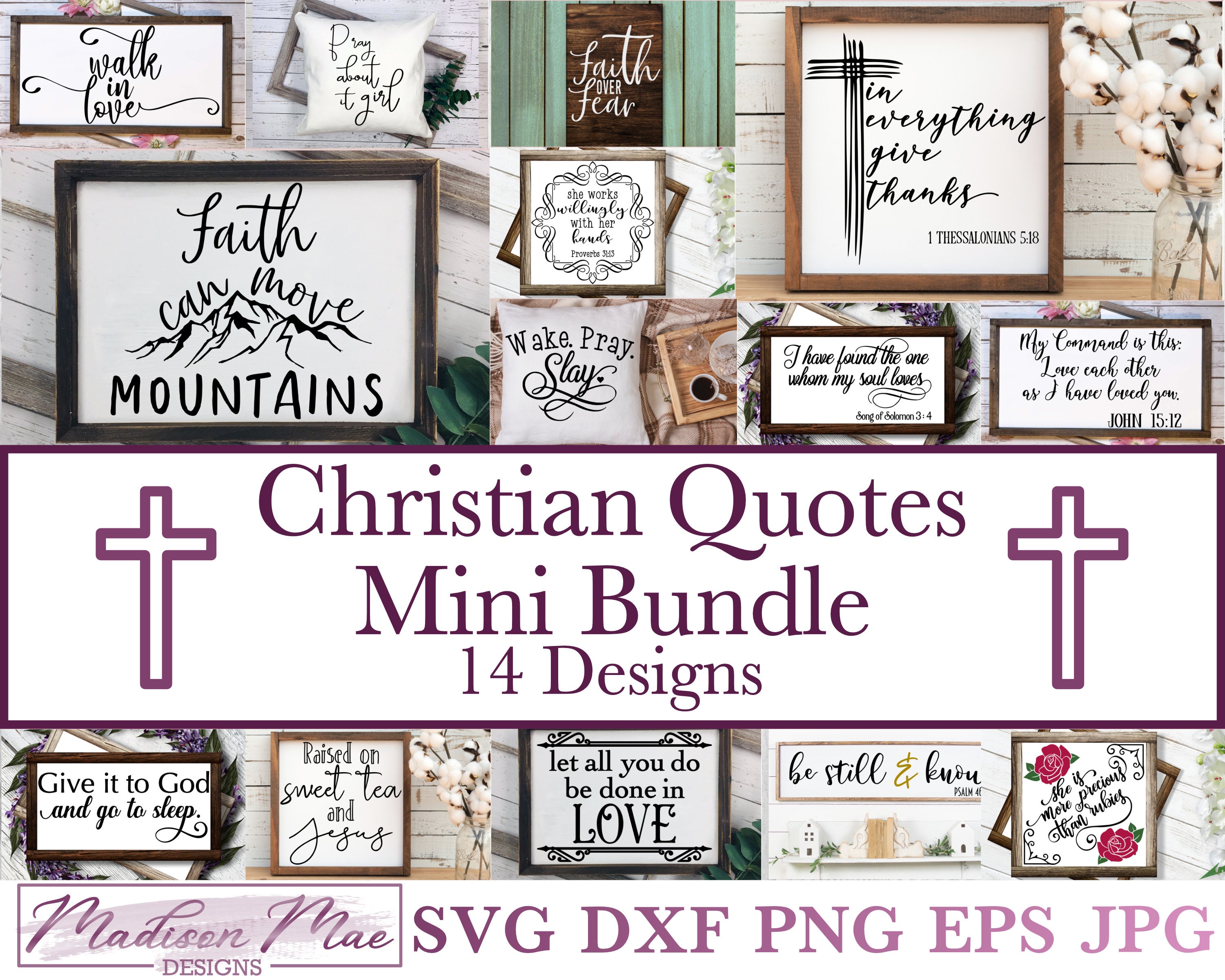 Christian Quotes Mini Bundle 14 Designs Christian Cut Files | Etsy