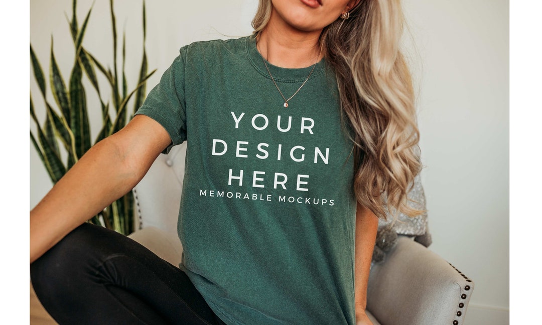 Comfort Colors C1717 Blue Spruce Shirt Mockup Blue Spruce Shirt Mockup ...