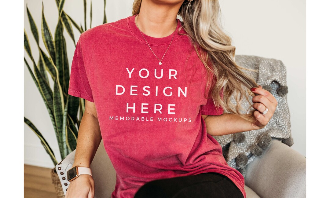 Comfort Colors C1717 Crimson Shirt Mockup - Crimson Shirt Mockup ...
