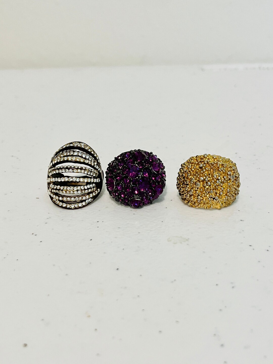3 Vintage Dome Adjustable Rings, Napier Trademark - Etsy