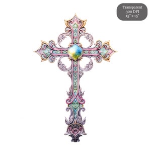 15 Transparent Cross Digital Clipart, Watercolor Fancy Cross ...